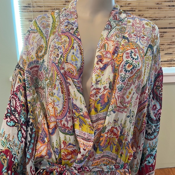 Zara | Other | Zara Multicolored Kimono Duster With Metallic Thread ...